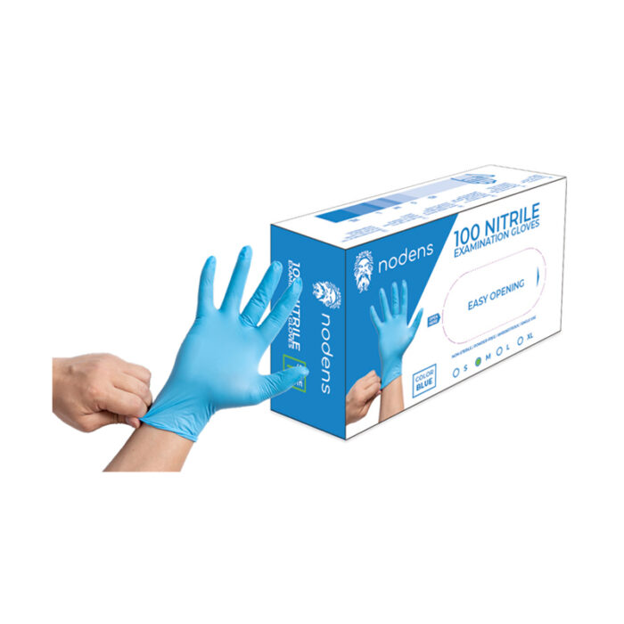 Gants en nitrile - Nodens - Bleu - non poudrés - Boîte de 100 gants