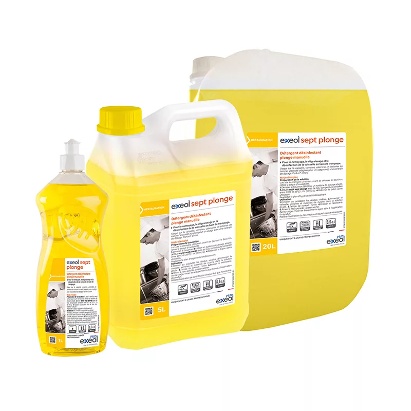 Détergent désinfectant Exeol Sept Plonge - Plonge manuelle concentrée ...